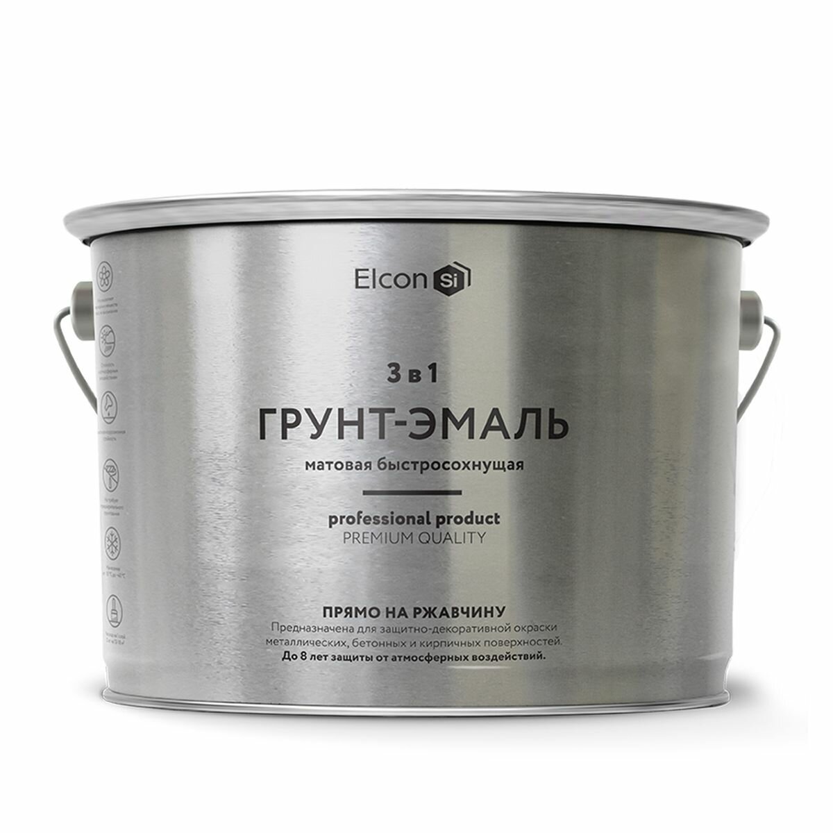 Грунт-эмаль ELCON 3в1, по ржавчине, матовая желтая, 2 кг 00-00462661