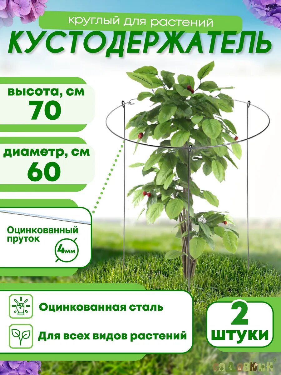 Опора для кустов, пруток d-4, D-60см, h-70см (2 штуки)