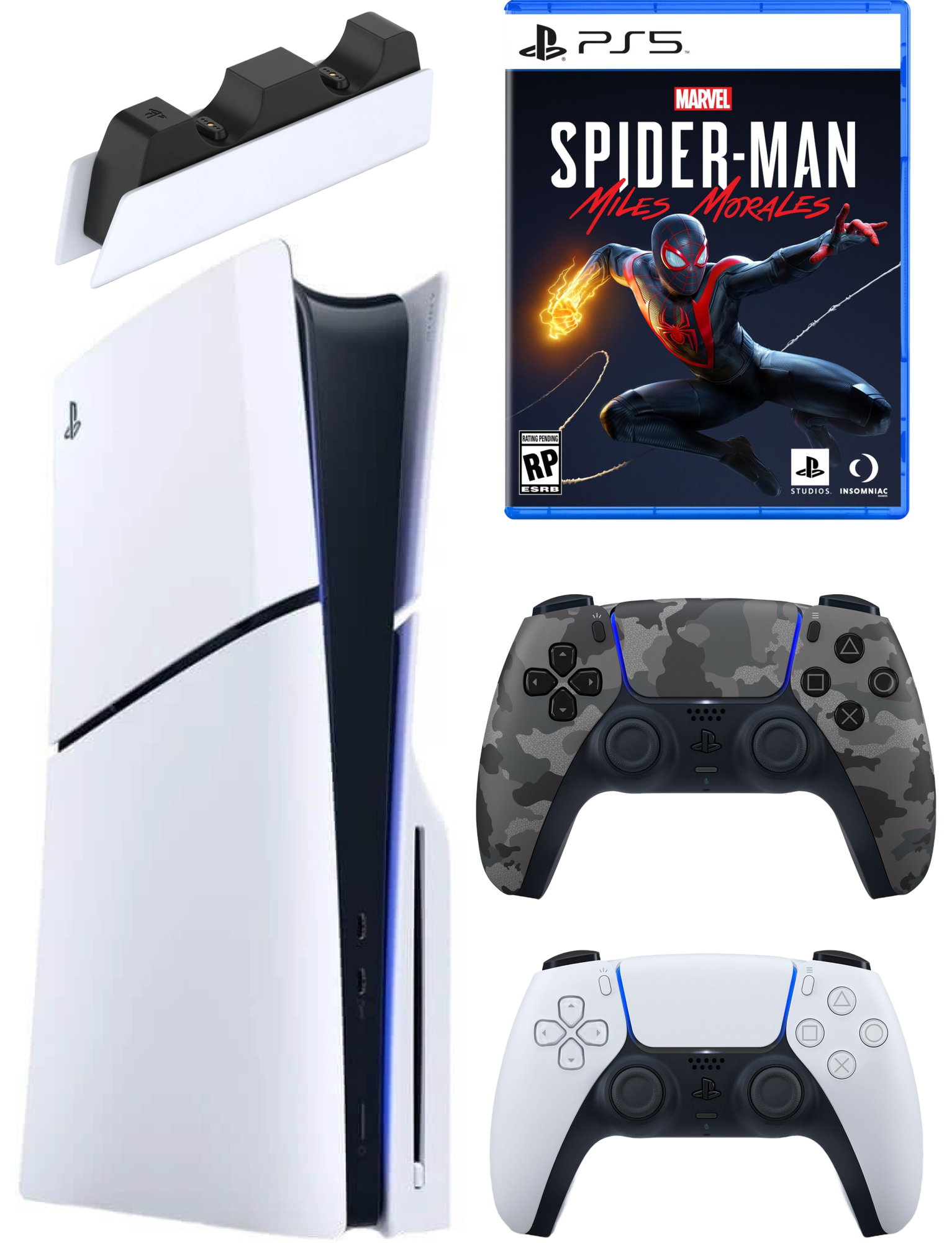 Игровая приставка Sony PS 5 Slim,1ТБ(с дисководом) +2-ой геймпад+Зарядная станция+Spider-Man: Miles Morales