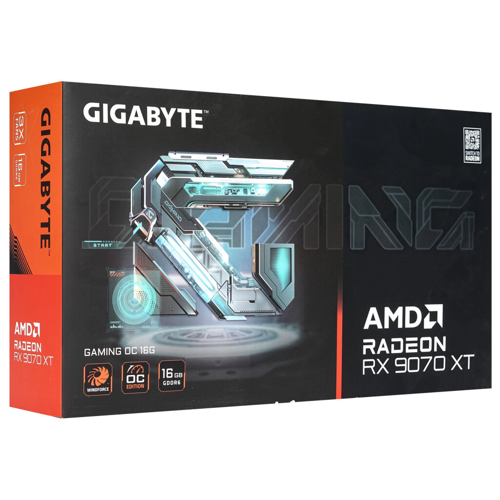 Видеокарта RX 9070XT 16Gb Gigabyte GV-R9070XTGAMING OC-16GD, 3 вертушки