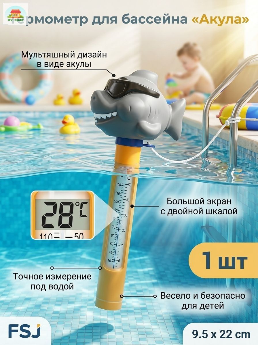 Термометр для бассейна плавучий акула, водяной термометр для воды, детский акватермометр для джакузи, ванны и пруда. плавающий акватермометр термометр для воды акватермометр для бассейна термометр для ванны