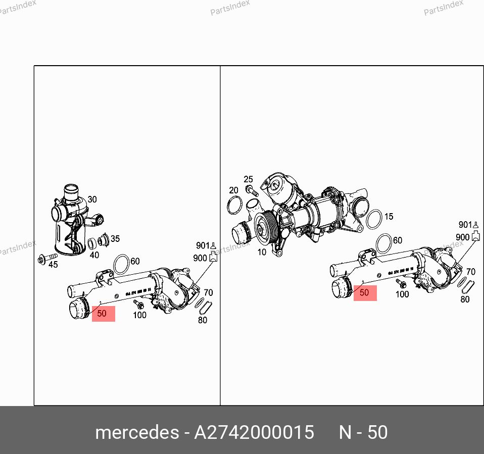 Термостат новый м274, Е16, Е20, w204, С180, MERCEDES A2742000015