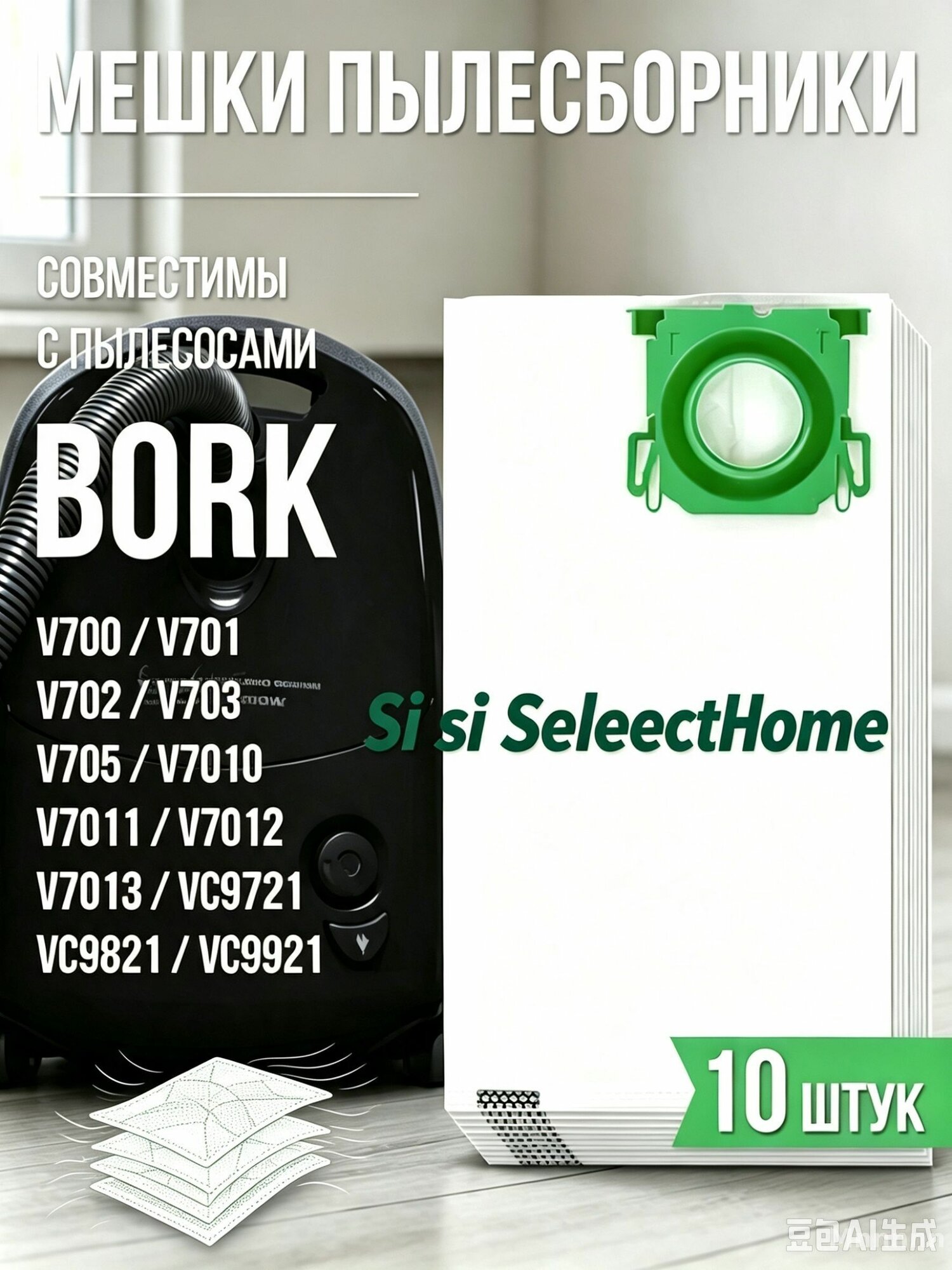 Мешки для пылесосов Борк тип v701, v703, v705, 10 шт