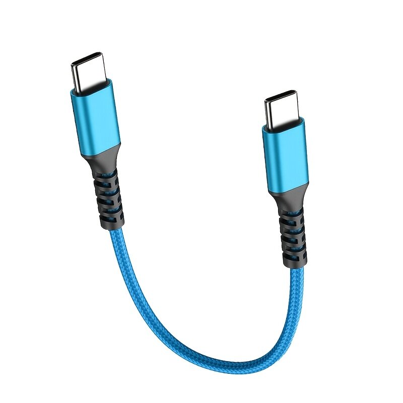 Кабель USB Type-C на USB Type-C с поддержкой быстрой зарядки PD 60 Вт, синий, 30 см