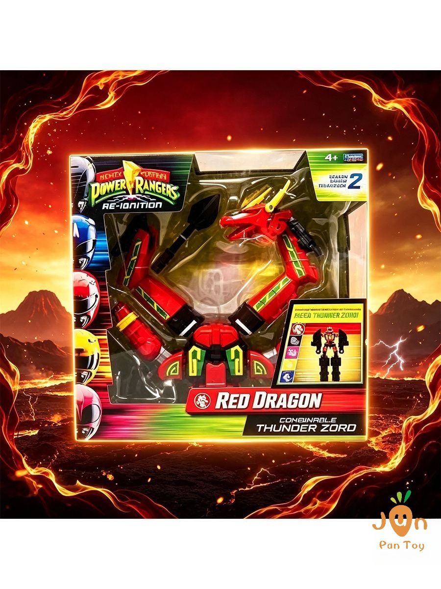 Playmates Toys Power Rangers Red Dragon 68207CO / Игровая фигурка Red Dragon Thunder Zord, Power Rangers Re-Ignition, комбинируемый робот, для детей от 4 лет