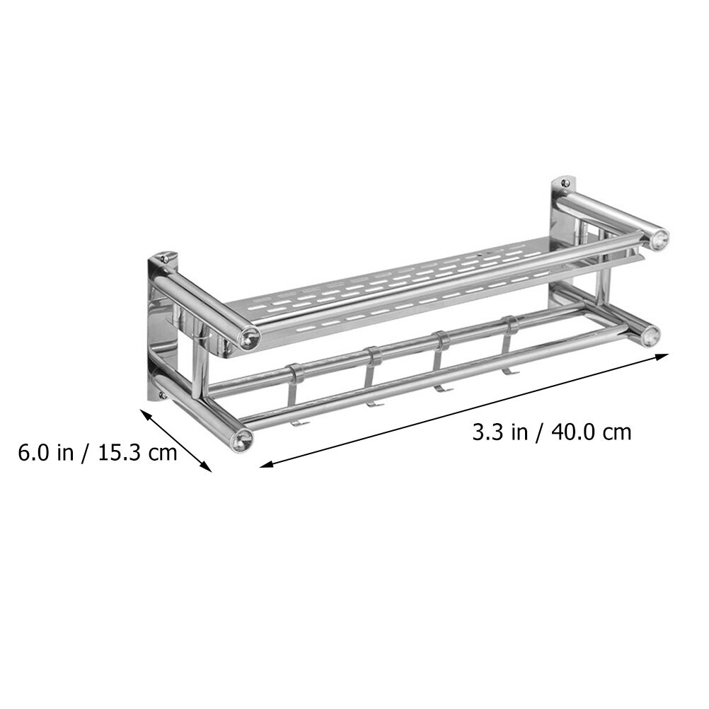 Стойка Для Ванной Комнаты Без Сверления На Стену Серебристая 1 Шт 40X15 3Cm