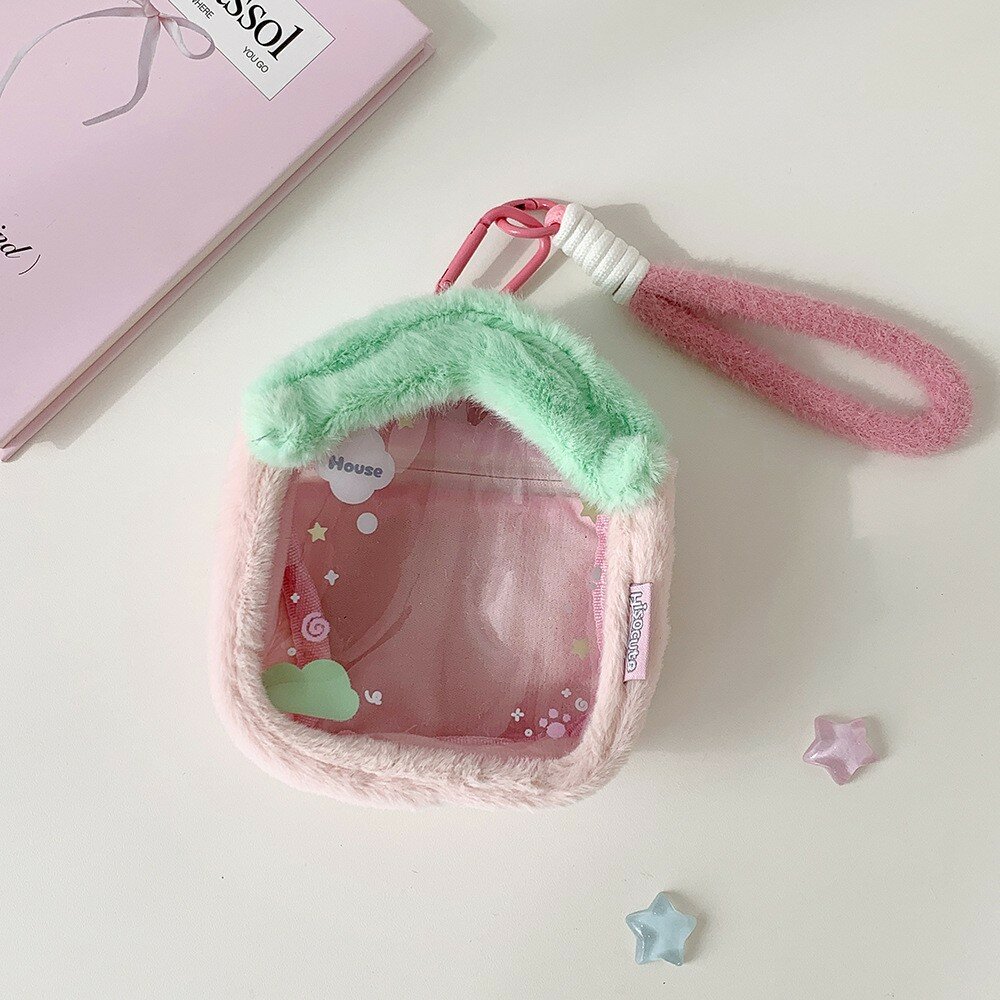 Hisocute Милая Сумка для Хранения Кукол Большая Вместимость Чехол с Рисунком Розового Домика для Студентов Путешествий
