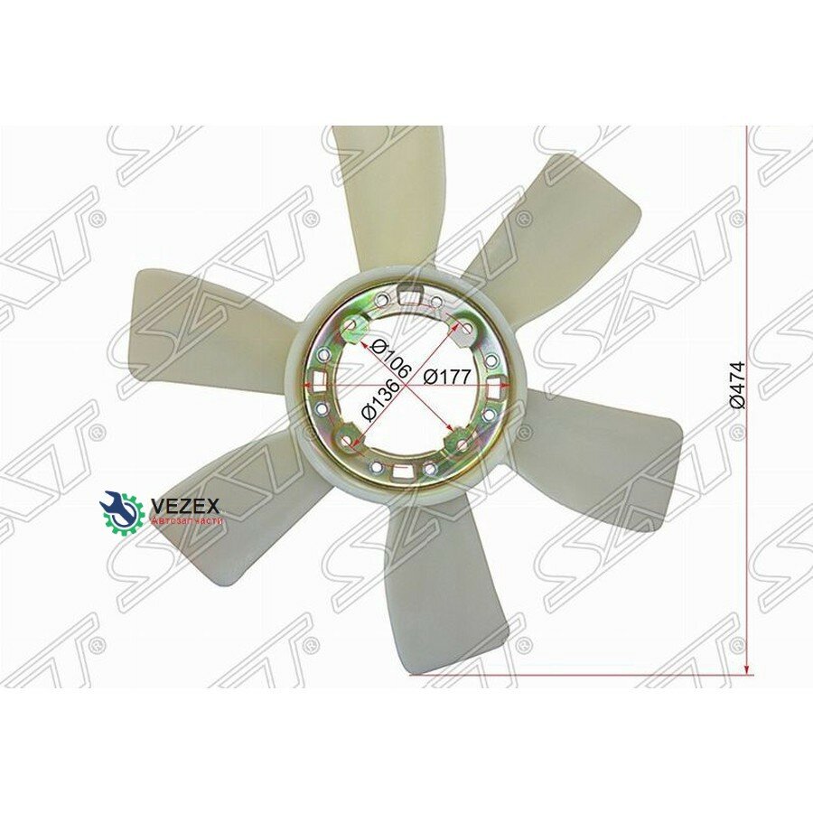 SAT STME035139 ST-ME035139 Крыльчатка вентилятора MITSUBISHI FUSO 86-96 6D14Т\ 6D15Т\6D16Т