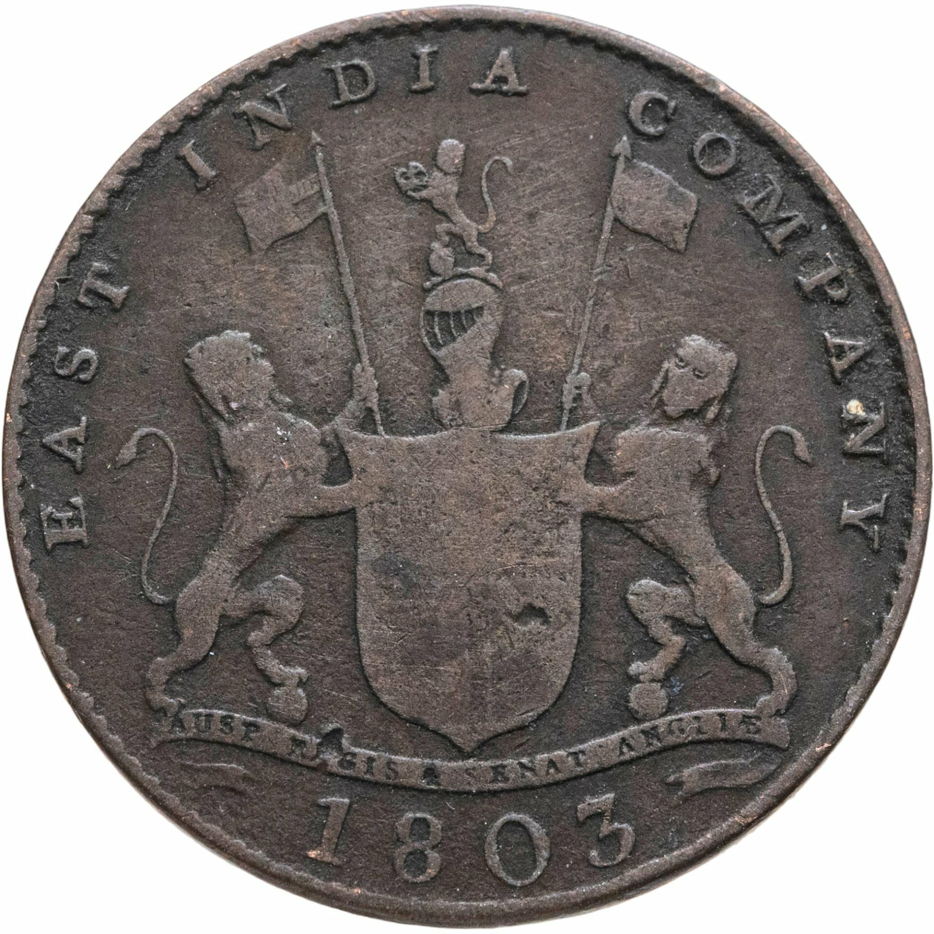 Британская Индия 10 кэш 1803, Медь, в сохранности VF