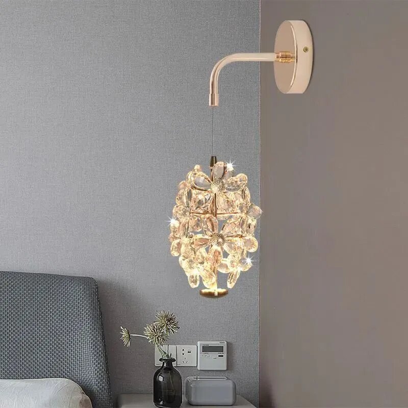 Потолочный светильник, LED, 6 Вт, хрусталь, золото, белый, 160x160x350 мм, 6000K