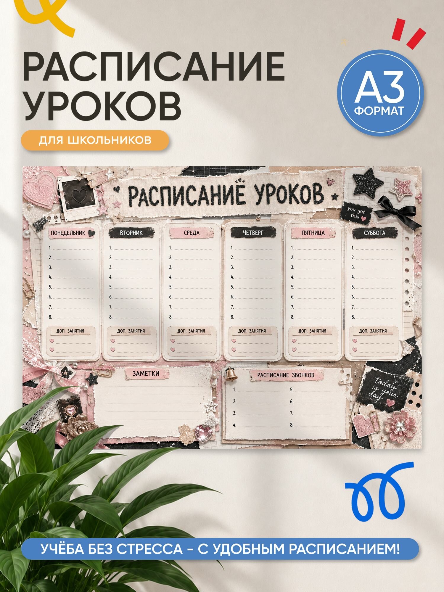 Расписание уроков для девочек