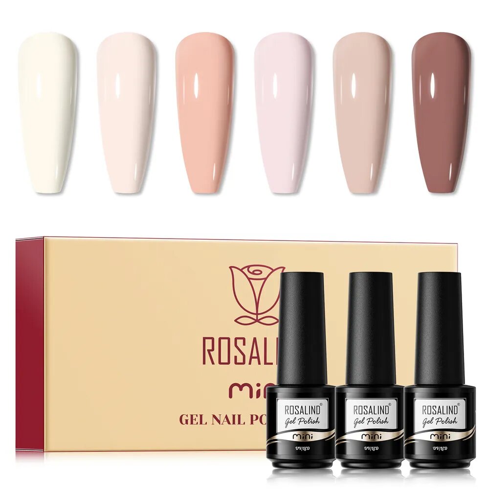 ROSALIND 6PCS многоцветный гель для ногтей набор нужна УФ-лампа Cure