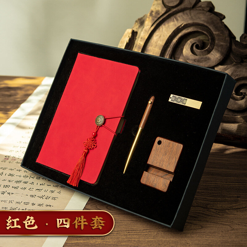 Красная записная книжка формата Letter Size с ручкой, флешкой и подставкой, набор канцелярии для учителей