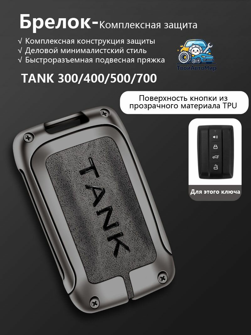 Чехол для ключа Танк Tank 300 Tank 500 Tank 400 Tank 700 2020-2026, кожаный чехол из сплава с TPU для смарт ключа Танк Tank 300 Tank 500