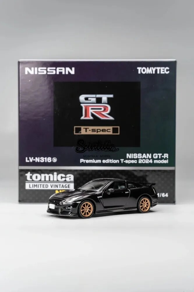 Машинка Tomytec 1/64 Tomica Limited Vintage(TLV)LV-N316b NISSAN GT-R Premium edition T-spec 2024 model Alloy Car Model Collection Gift