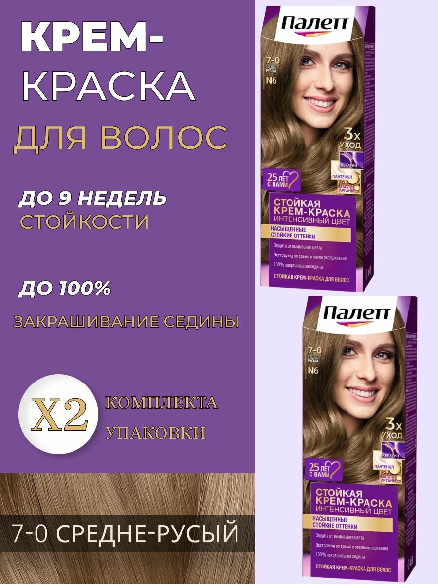 Краска для волос PALETTE Средне-русый (2уп по 110мл)