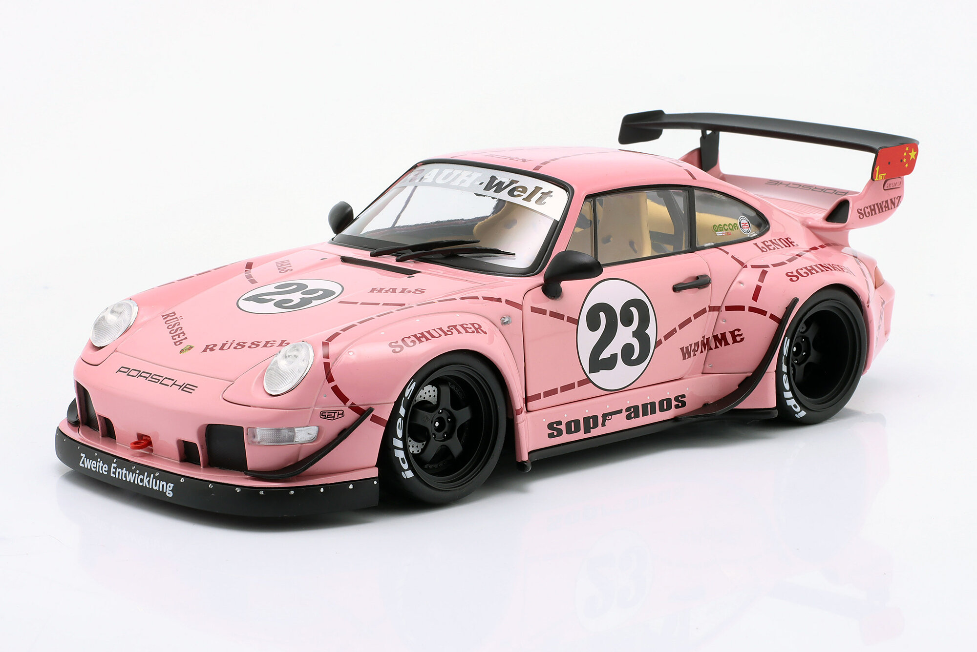 Модель коллекционная SOLIDO Porsche 911 (993) sopranos rwb bodykit pink pig 2020 pink red