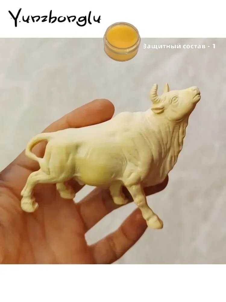 Yunzhonglu статуэтка быка, элитный предмет интерьера, Натуральная древесина, Самшит, Резьба по дереву
