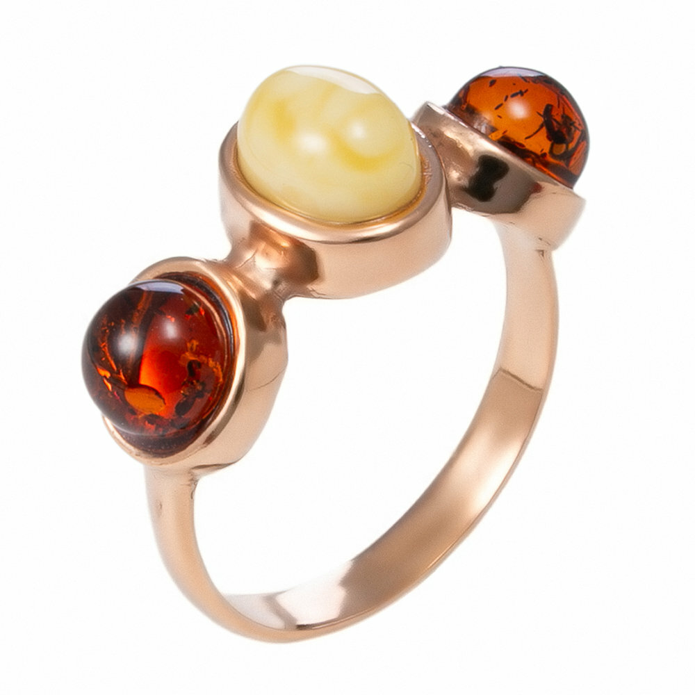 Кольцо Amberprofi, серебро, 925 проба, родирование, янтарь