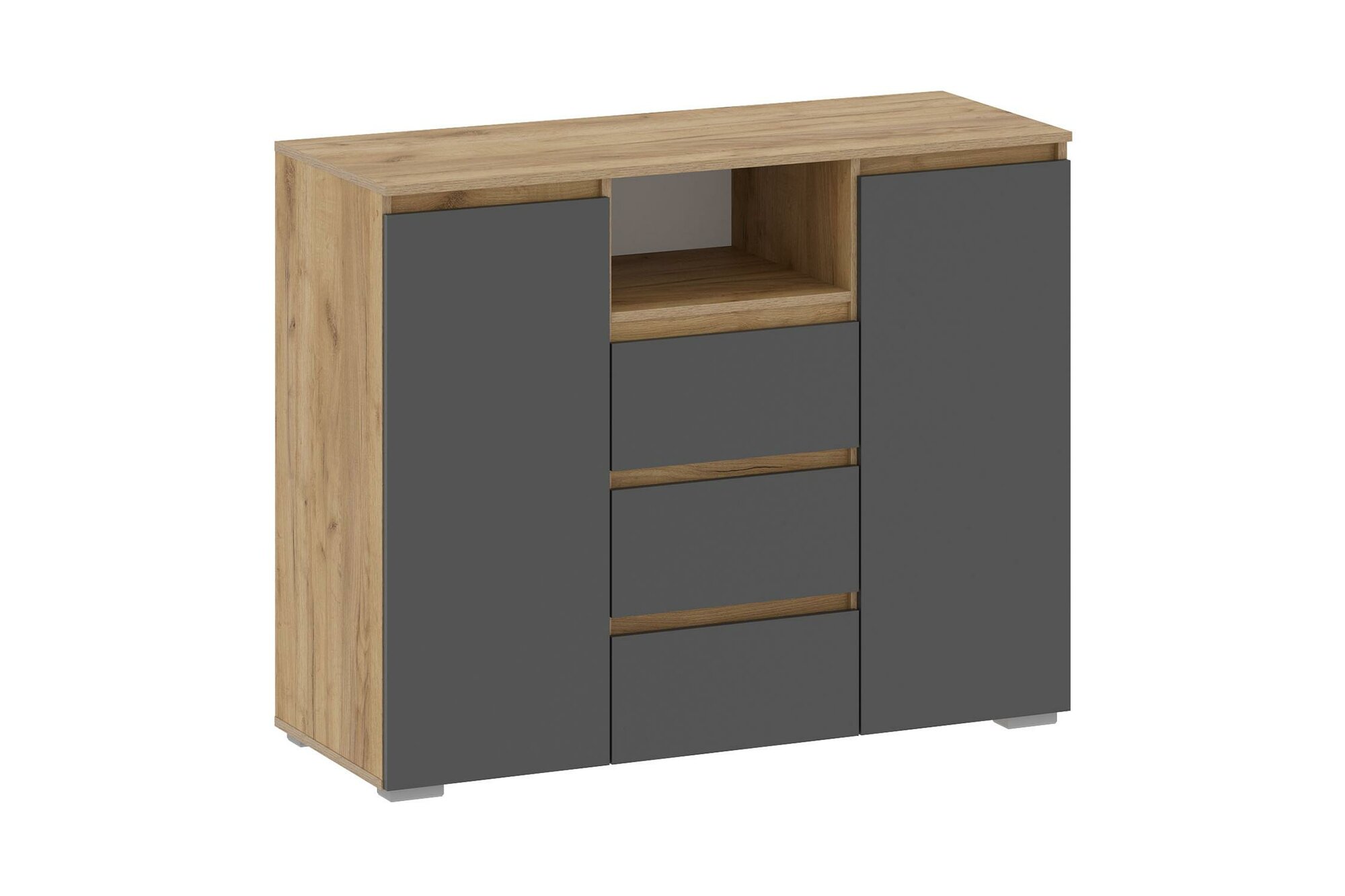 Комод для одежды Нонтон Инта, 120.2x46x95,8 см, Дуб Золотой / Графит серый
