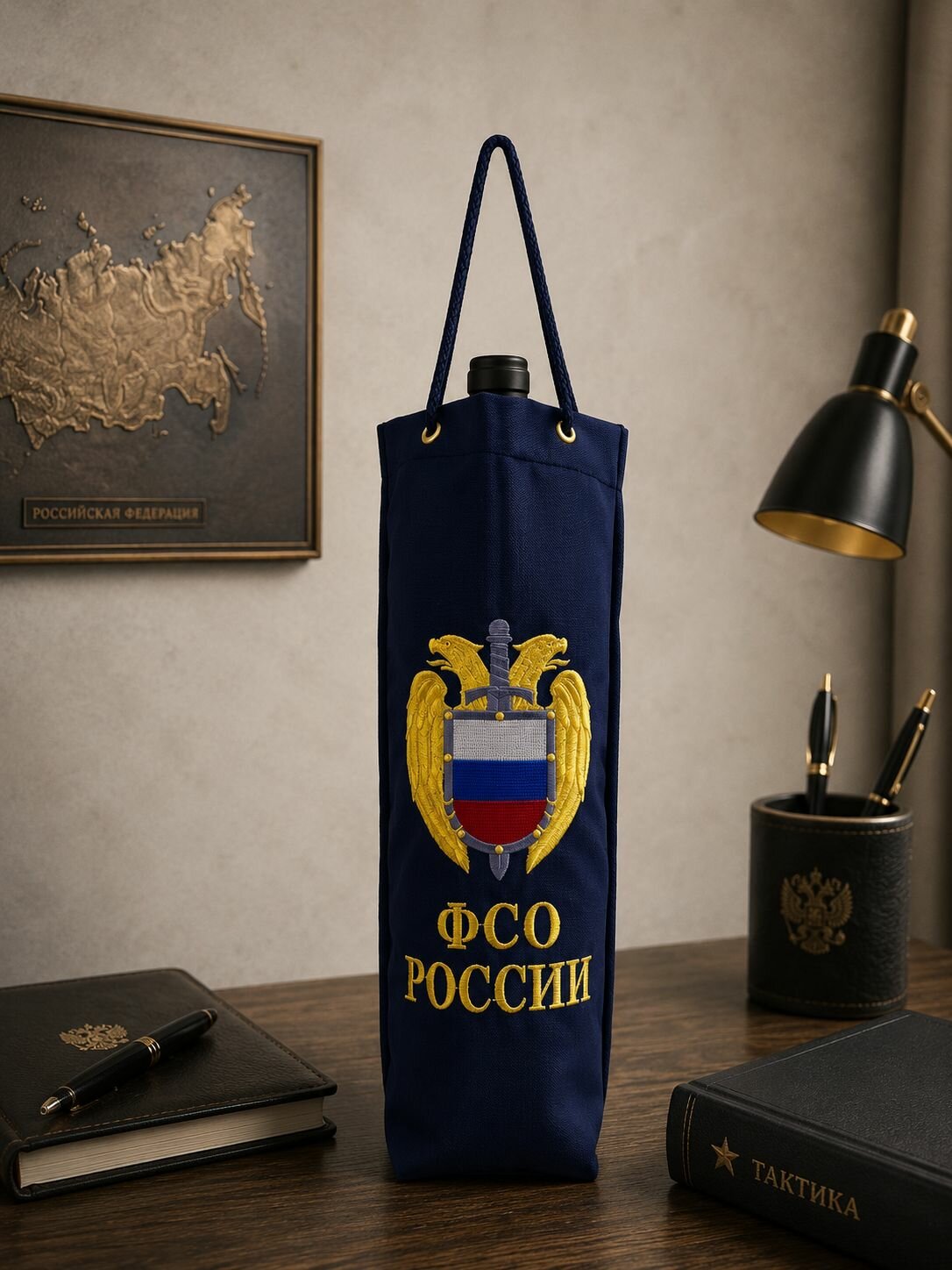 Сумка для бутылки с вышивкой ФСО России