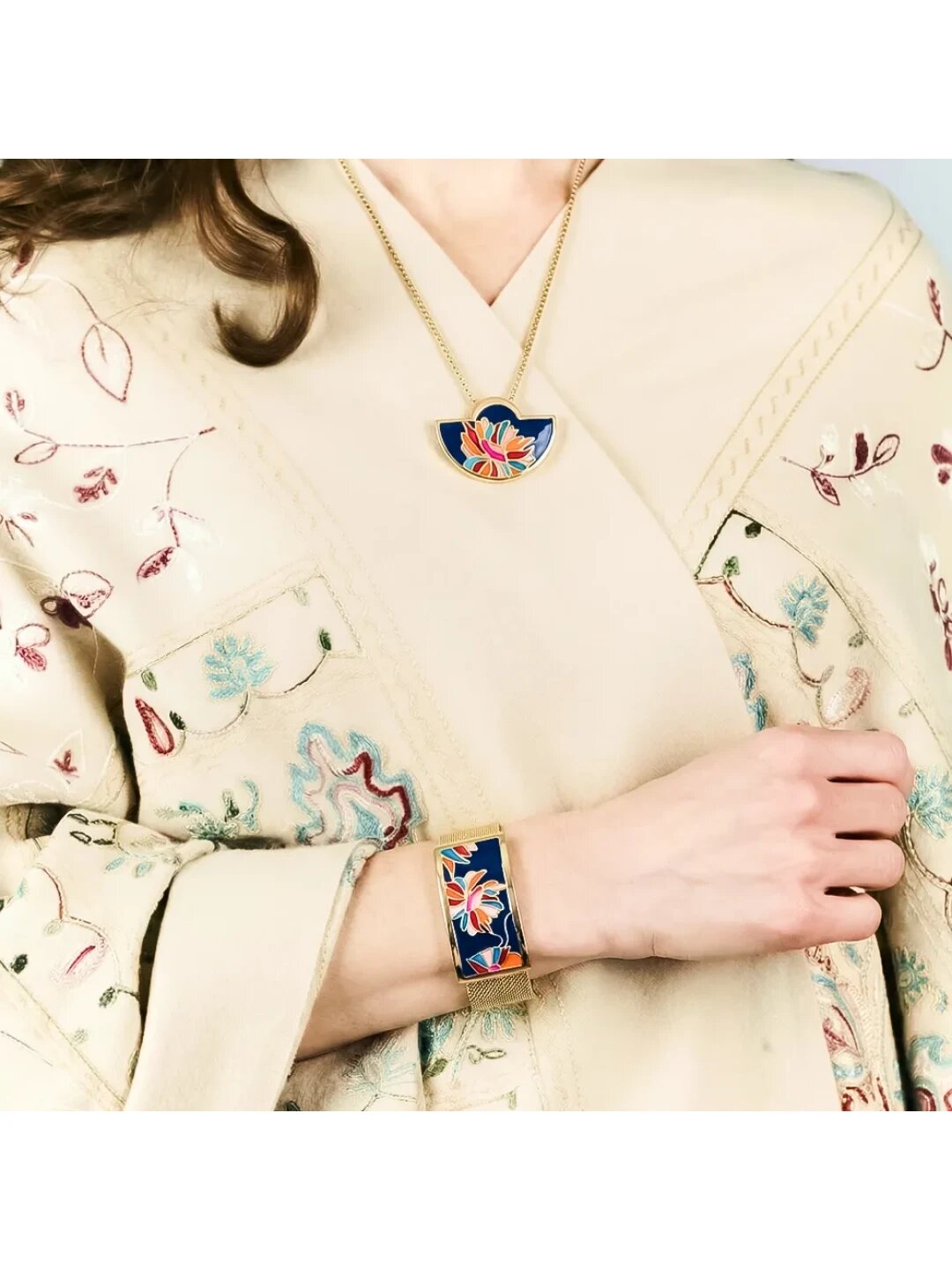Колье Fiore Luna, синий, золотой — фото 1