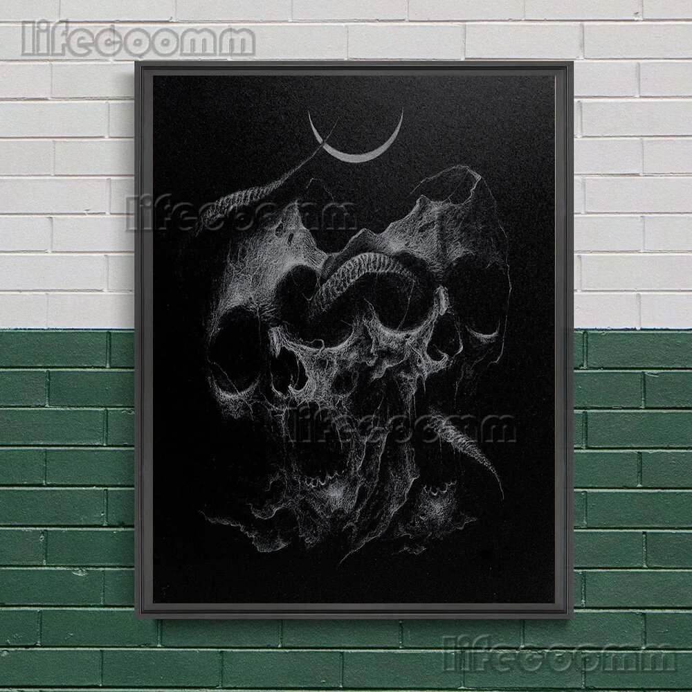 Абстрактная картина "Трехглазый череп и рогатый череп" E, 40X60cm NoFrame