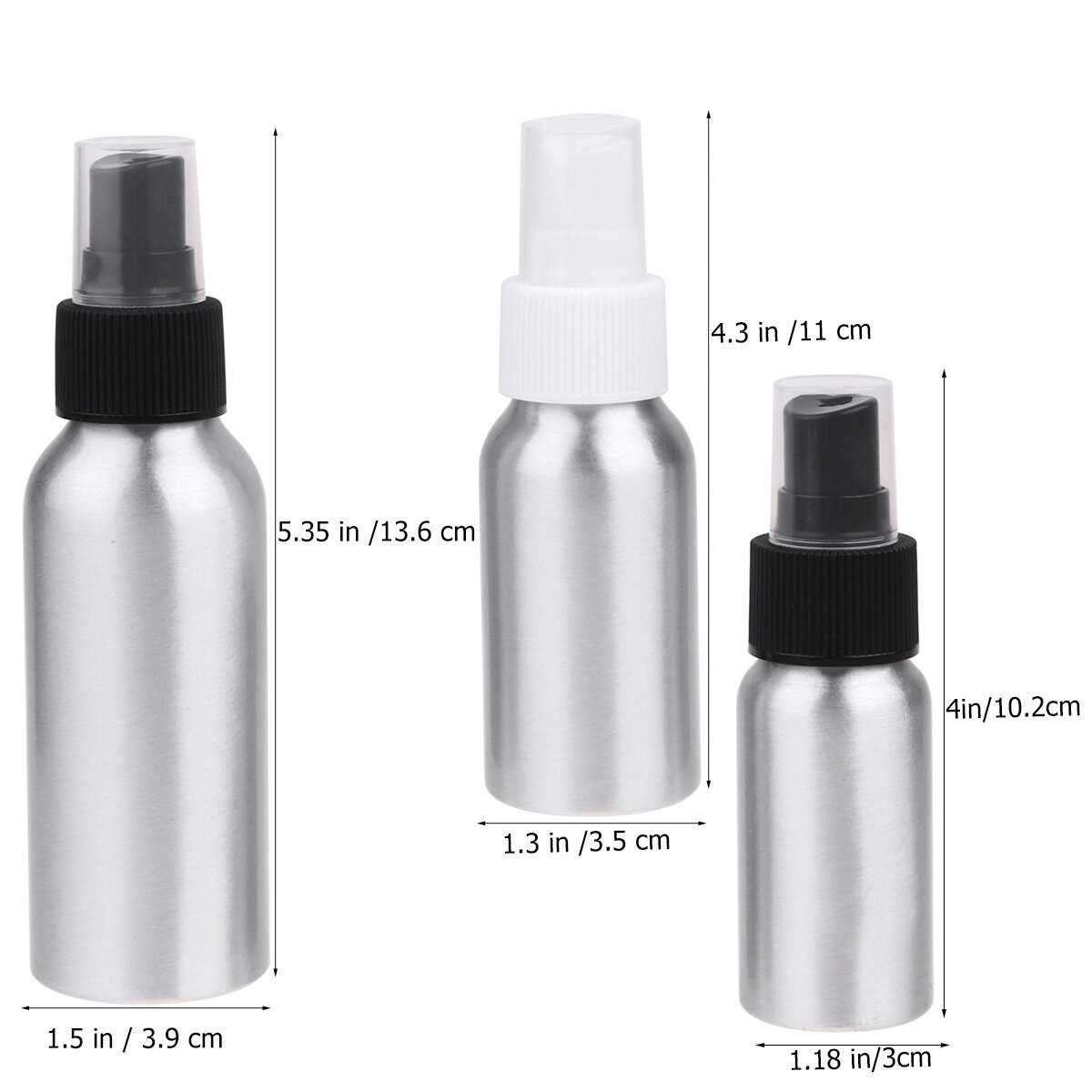 3 Шт 30Ml 50Ml 100Ml Бутылка Для Парфюма Из Алюминия С Распылителем Черного Цвета 13.60X3.90X3.90Cm