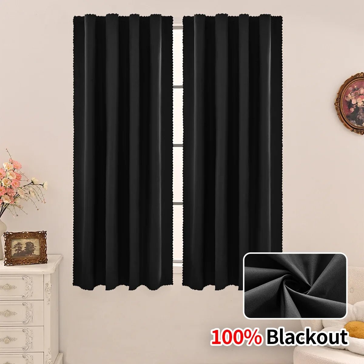 Черные шторы 100% blackout W100 x H130см