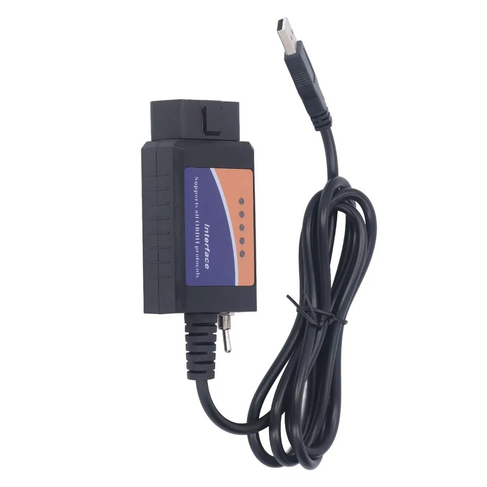 Адаптер ELM327 PIC18F25K80 FTDI для диагностики автомобилей, USB, пластик, черный