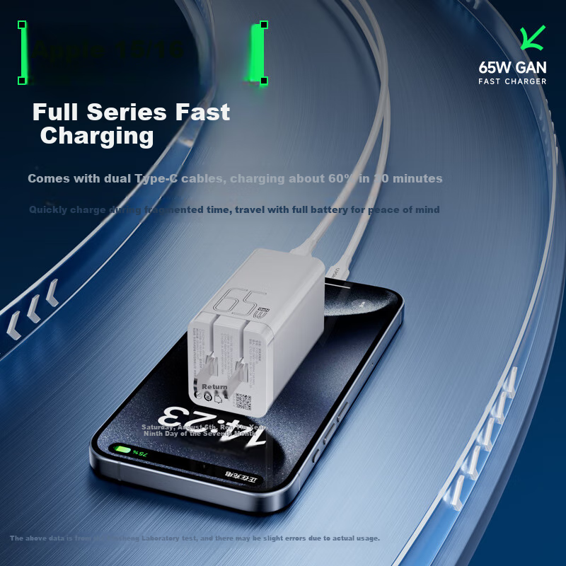 Pisen PD65W GaN адаптер зарядки 3-портовый быстрая зарядка для смартфонов ноутбуков совместимость с Huawei Xiaomi Apple