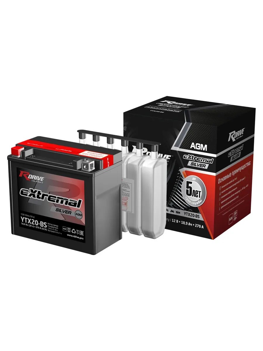 Аккумулятор RDRIVE SILVER YTX20-BS 12V 18.9Ач прям. пол.