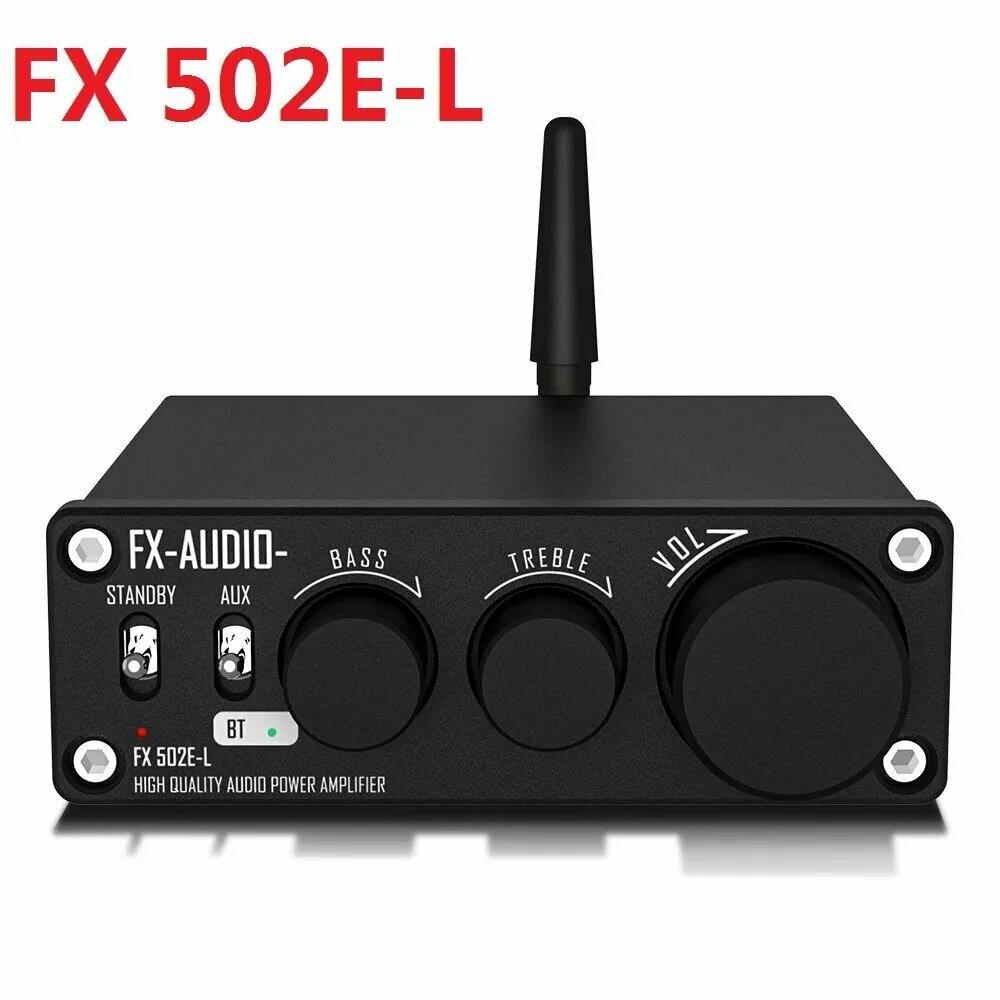 FX-AUDIO FX 502E-L HiFi 2.0 Bluetooth 5.1 Полностью цифровой Аудио Мини-усилитель мощности 75 Вт * 2 Адаптер питания 19 В / 3.5A Черный