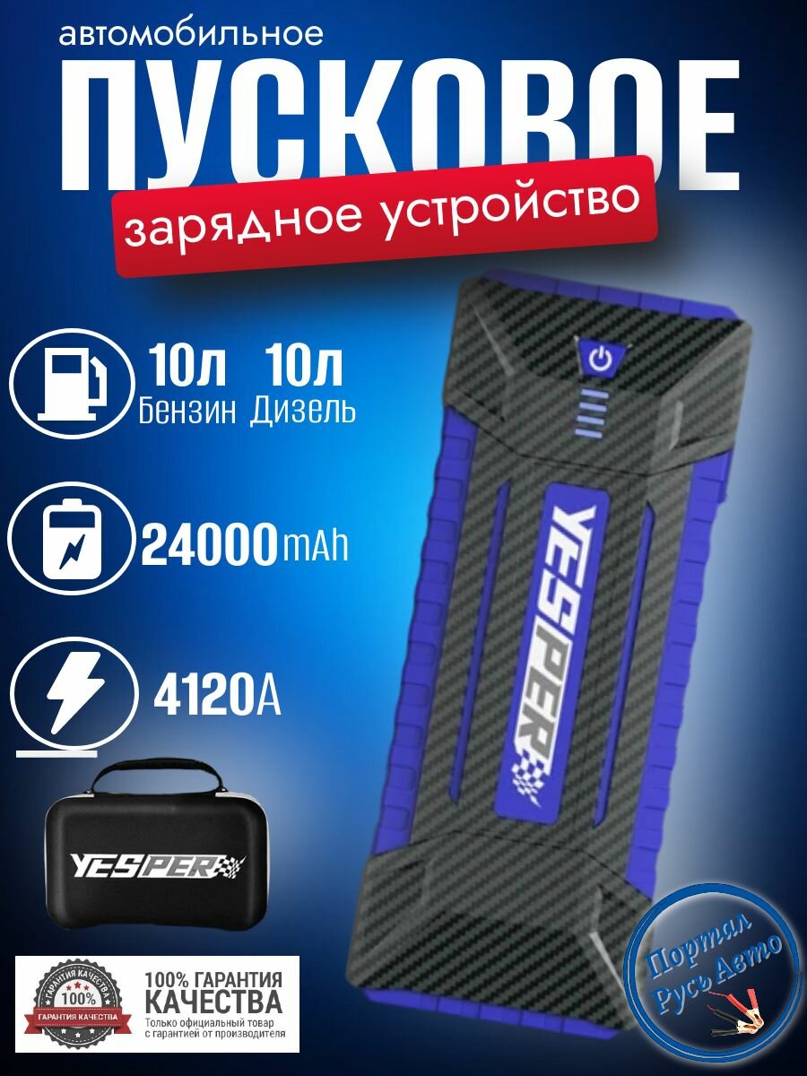 Пусковое устройство бустер Yesper 24000 mAh 4120A 12В Портативное пуско-зарядное устройство для автомобиля