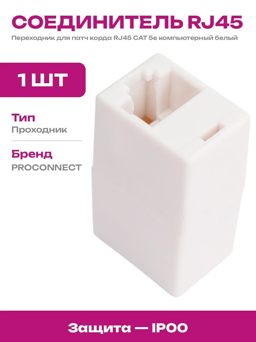 Соединитель для сетевого кабеля CAT 5e проходной адаптер