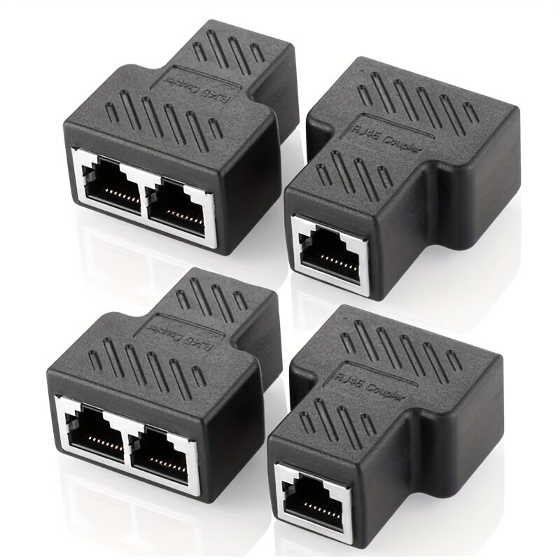 Разветвитель RJ45 Ethernet, 2-портовый сетевой адаптер с питанием по USB, рабочее напряжение ≤36 В, удлинитель сетевого кабеля, без батарей, для дома и офиса, 4 шт.