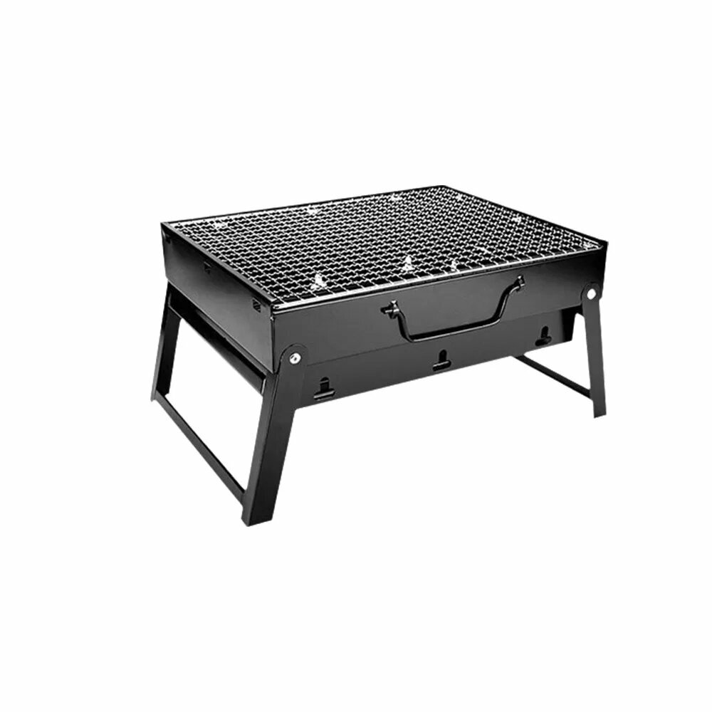 Складной портативный угольный гриль BBQ Stove черный