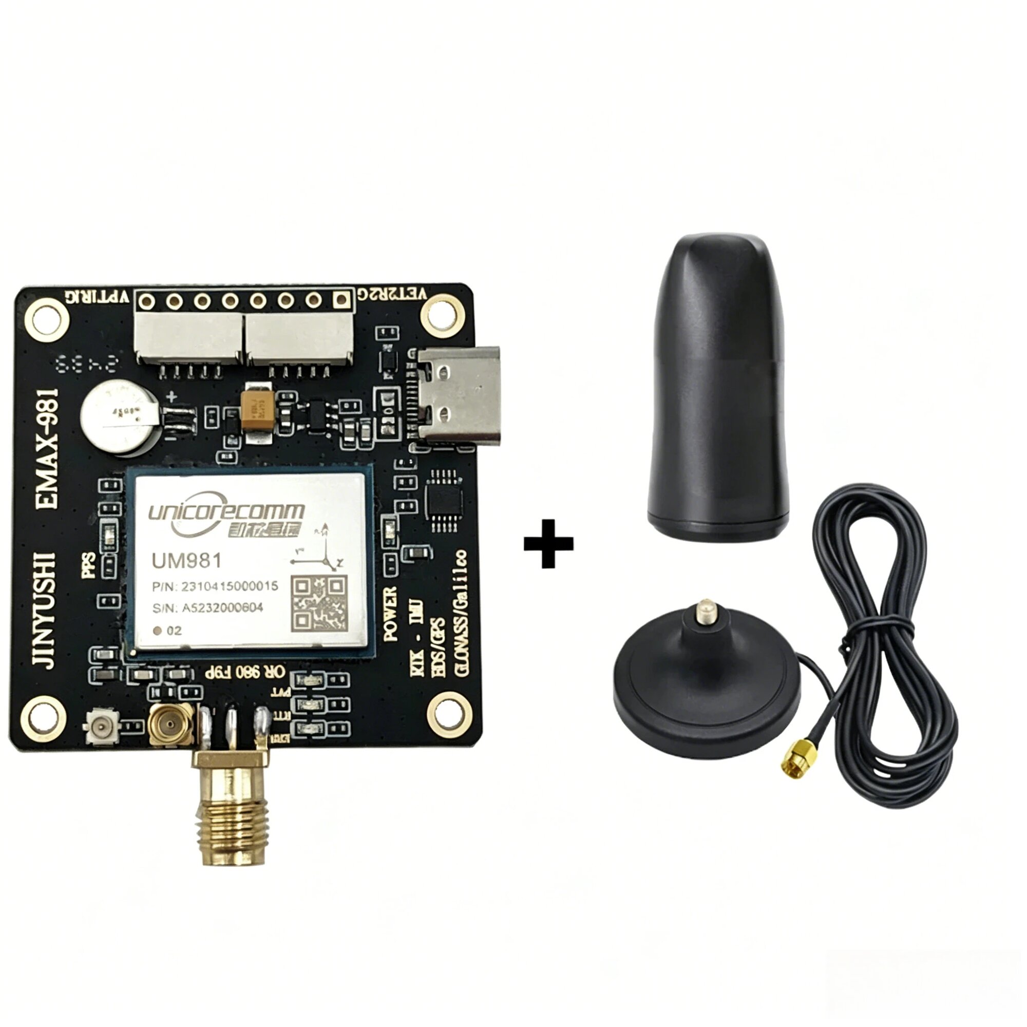 Модуль приемника Unicore UM981 EM-981DM SMA GNSS RTK с антенной with EM-609 kit
