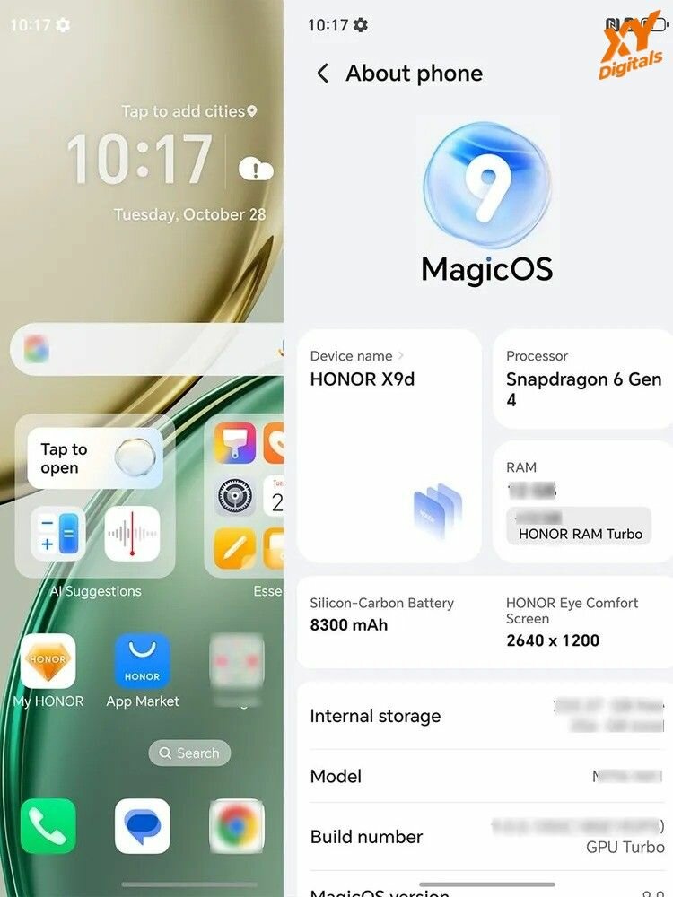 Honor Смартфон Honor X9d 5G NFC Глобальная версия Snapdragon 6 Gen 4 Емкая батарея 8300 мАч Быстрая зарядка 66W 108 Мп с OIS основная камера Global 12/256 ГБ, Nano-SIM, черный — фото 1