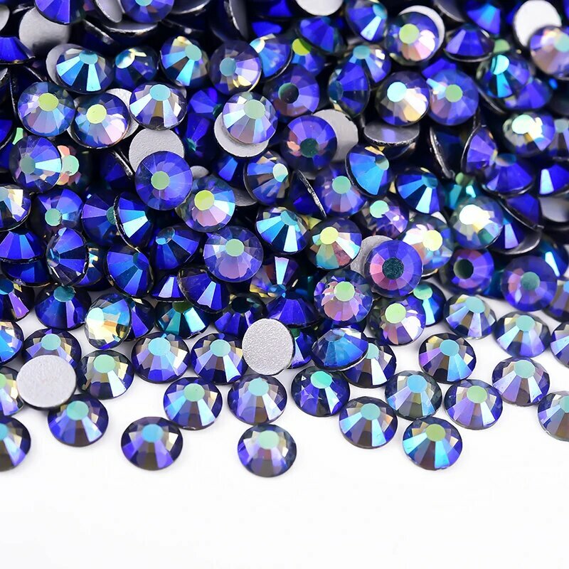 Стразы OLeeya стеклянные цветные Flatback SS3-SS30 AB SS20--1440pcs, Black diamond AB