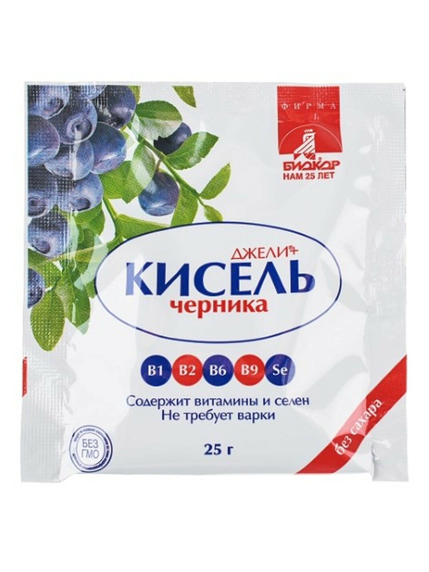 Джели+кисель черника 25,0 порошок гранулированный — Концентрат (порошок) для приготовления киселя 25г в уп