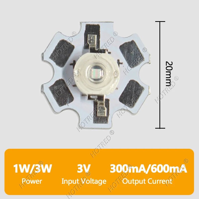 Светодиодные чипы OTdiode 3W 1W для ламп, теплый/холодный White 20mm 3V LED, Warm White 3000K, 3W