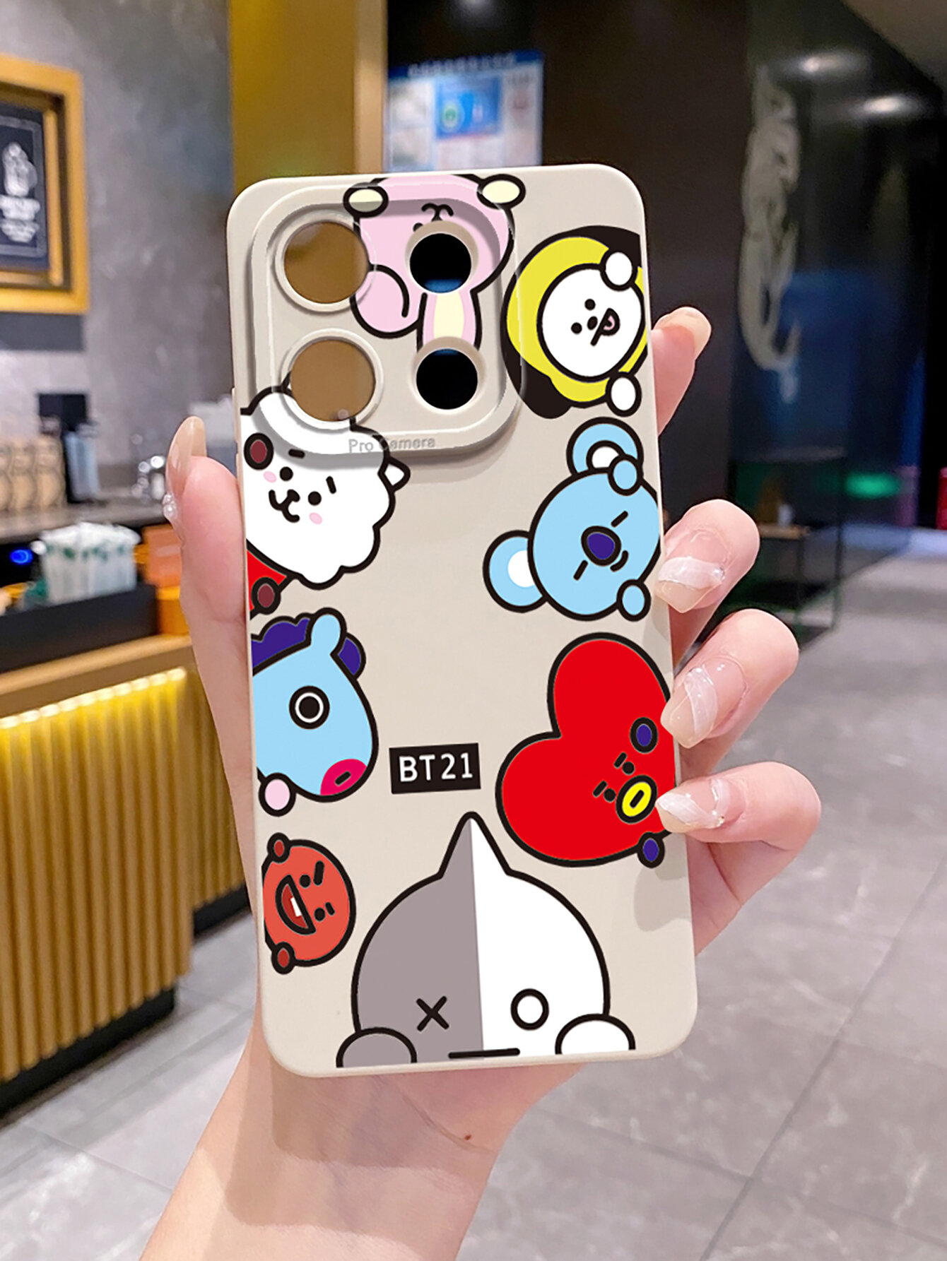 Для Redmi Note 13 4G 6.67 inches Чехол для телефона с мультяшным мягким чехлом для линз BTS BT21