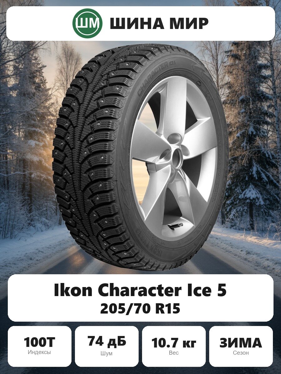 Шина Ikon Character Ice 5 (Nordman 5) 205/70 R15 XL 100T Зимняя Шипованная