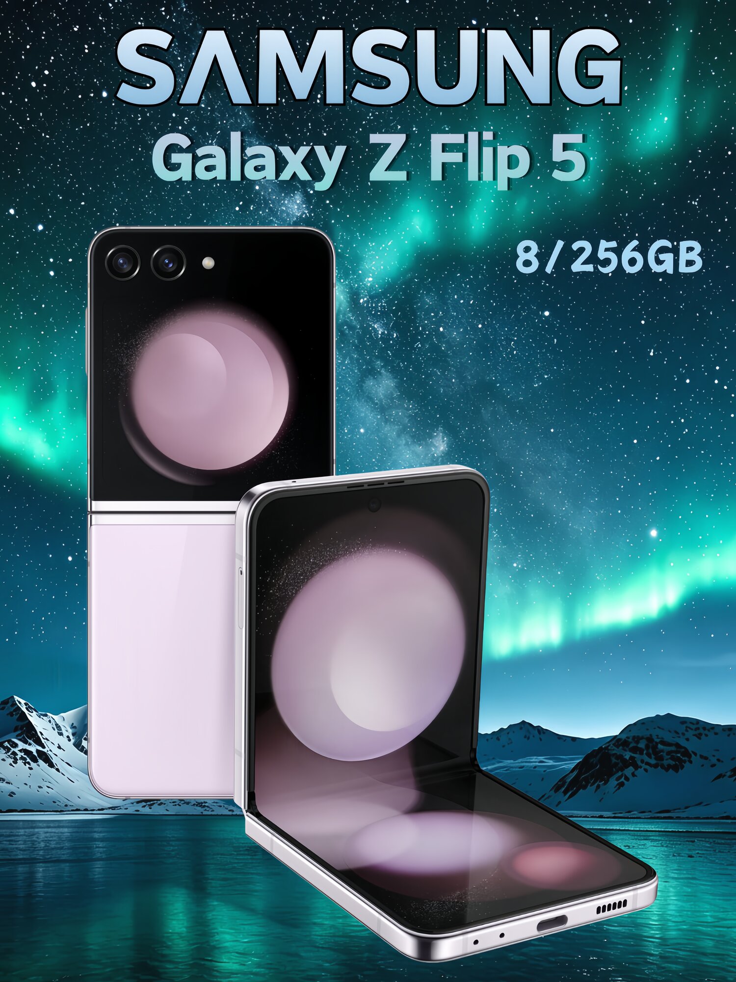 Смартфон Samsung Galaxy Z Flip 5, Высокая производительность,8/256ГБ, поддерживает русский язык, фиолетовый