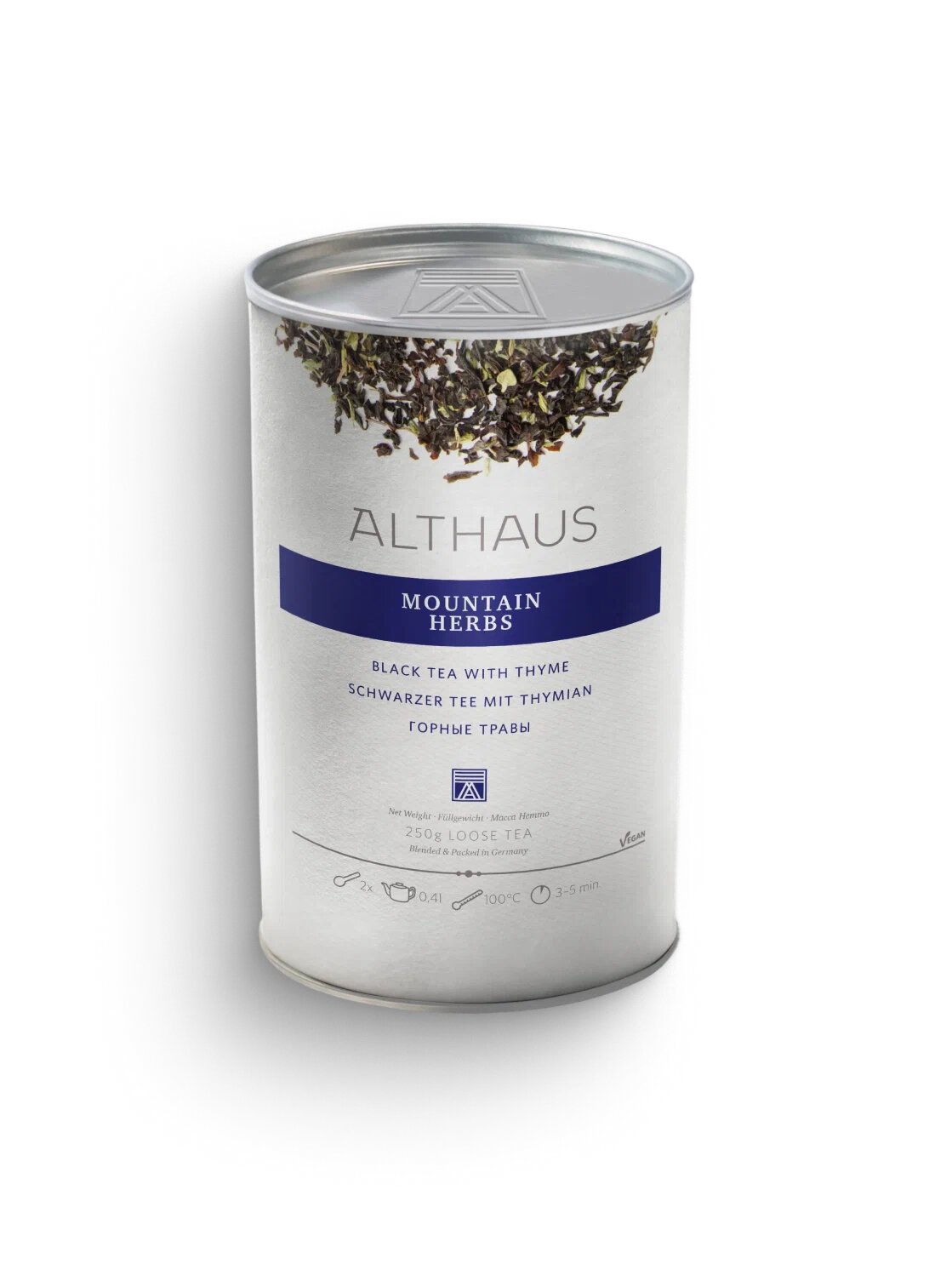 Althaus Mountain Herbs черный чай с чабрецом 250 г банка (2050)