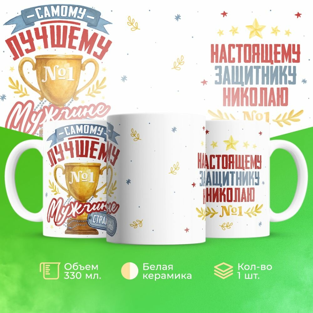 Именная кружка мужчине на 23 февраля с именем Николай