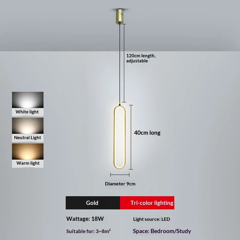 Подвесная люстра OSABO, Gold, 18W, Tri-color, 40см