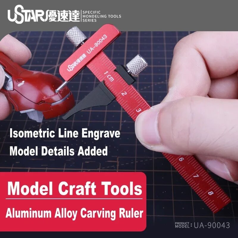 Ustar Tools Модельные инструменты UA-90043 Линейка для резьбы из алюминиевого сплава Т-образная линейка Модель Ремесленные инструменты для модели Хобби DIY Аксессуары