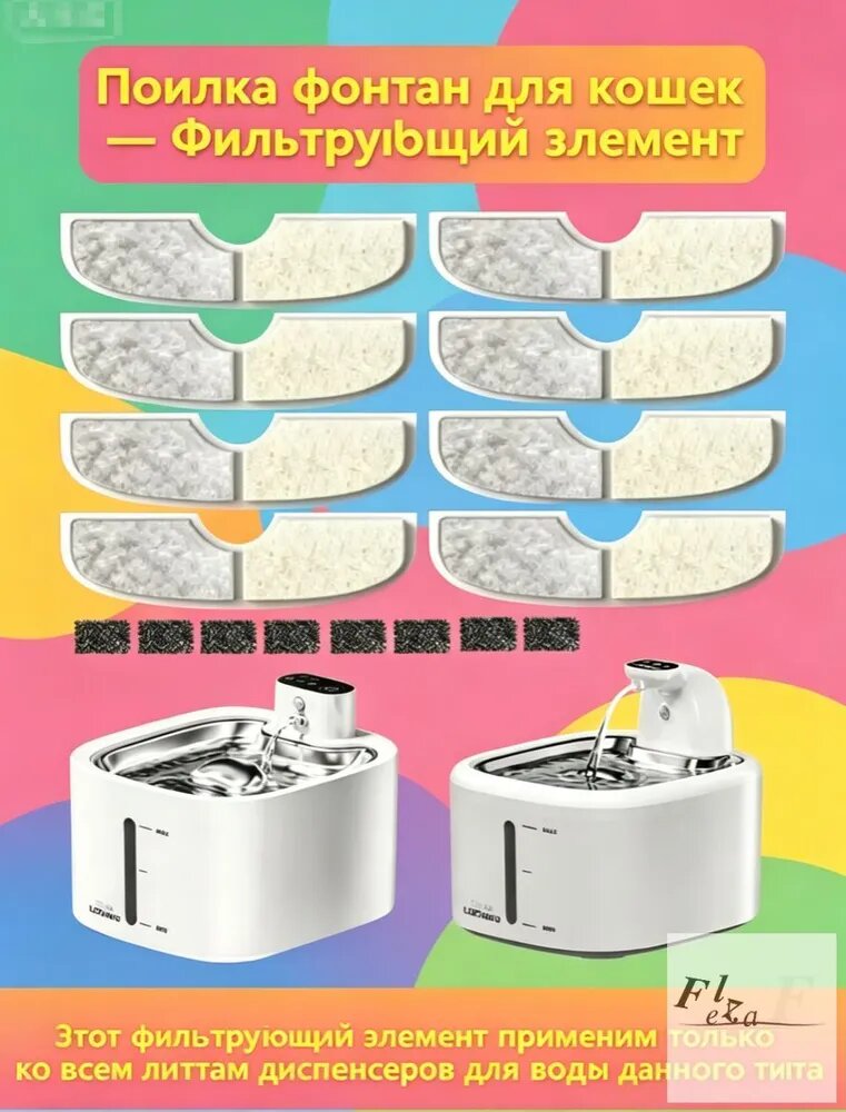 Сменные фильтры для поилки-фонтана LABEKA, 8 штук, Фильтры для*4+губки*4